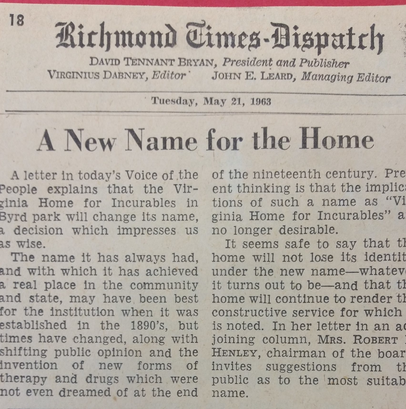 History - The Virginia Home